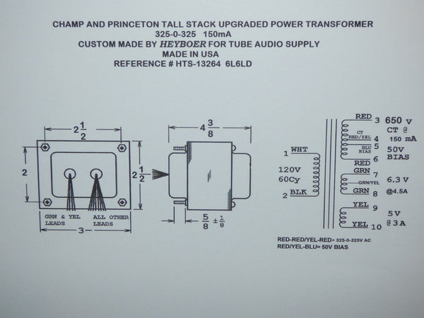 CHAMP / PRINCETON UPGRADED TALL STACK POWER TRANSFORMER, MADE IN USA ...