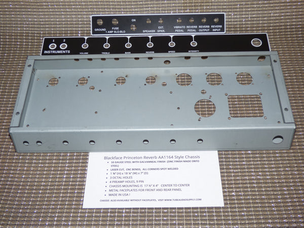 BLACKFACE PRINCETON REVERB CHASSIS AA1164, 16 GA STEEL, W/FACEPLATES ...